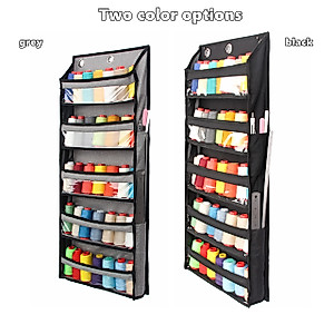 Hanging Sewing & Embroidery Thread Rack Storage, Wall-Mounted Sewing Thread Organizer with 5 Compartments, Over The Door Sewing Organizer Storage for Embroidery Quilting and Sewing Threads (Black)