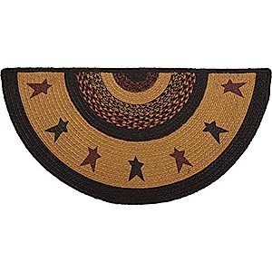 VHC Brands Heritage Farms Half Circle Star Jute Rug 16.5x33 Country Braided Flooring, Tan
