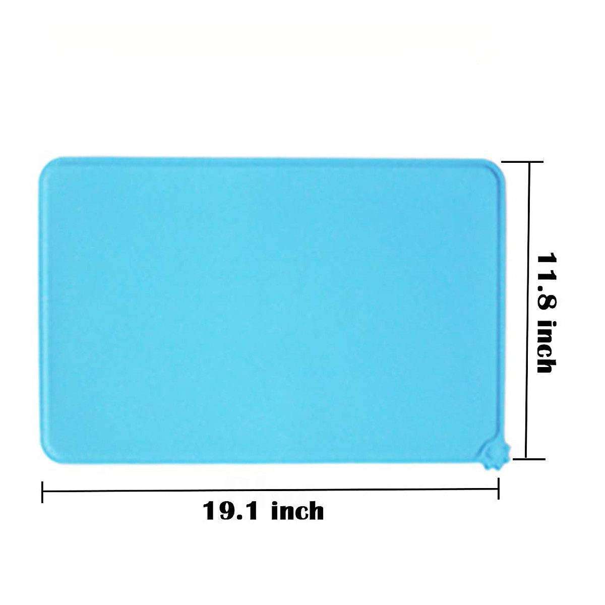 Silicone Pet Feeding Mat, Waterproof Dog Cat Bowl Mat, Raised Edges to Prevent Spills, Easy Clean Nonslip Dogs and Cats Placemat Tray to Stop Food and Water Bowl Messes on Floor (Blue)