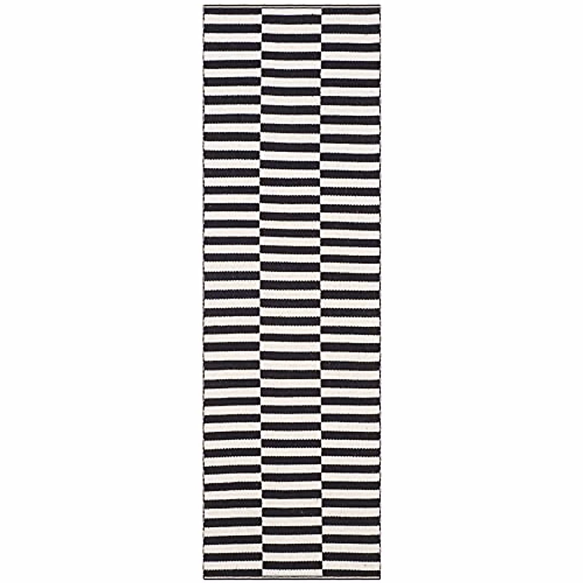 SAFAVIEH Montauk Collection Runner Rug - 2'3" x 7', Ivory & Black, Handmade Stripe Cotton, Ideal for High Traffic Areas in Living Room, Bedroom (MTK715D)