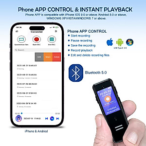 128GB Voice Recorder,Smart Recording Device with Phone APP One-Touch Recording,Capacity is 1600 Hrs Voice Recorder with Playback, Audio Recorder for Lectures, Meetings, Cars, Interviews,Class (128GB)
