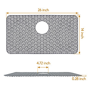 Sink Mats for Bottom of Kitchen Sink with Rear Drain, 26''x14'' Sink Protectors for Kitchen Sink, Non-slip Silicone Kitchen Sink Mats and Protectors, Heat Resistant Sink Mats for Stainless Steel Sink