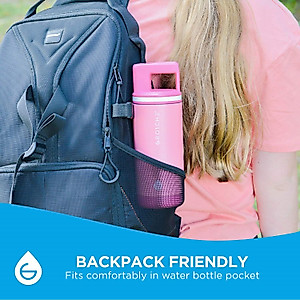 GROSCHE Alpine Flip n' Sip 16oz Insulated Kids Water Bottle - Stainless Steel, Leakproof Flask with Straw - Perfect for Gym, Travel & Outdoor Use - Keeps Water Cold upto 60 hrs - Flamingo Pink