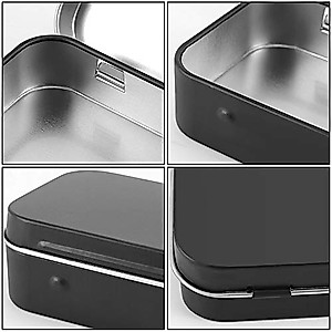 ZOENHOU 60 PCS 3.7 x 2.3 x 0.8 Inch Rectangular Metal Empty Hinged Tins, Matte Black Portable Small Storage Tin Box Containers with Lids, Home Organizer for Jewelry Crafts Candy Gift Card Holder