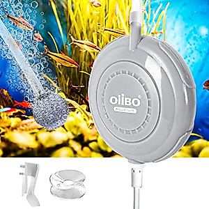 OIIBO Super Quiet Aquarium Air Pump, Powerful Fish Tank Air Bubbler for 0.5-20 Gallon Small Aquarium, 1.5W Energy Saving Mini Oxygen Aerator Pump with Air Pump Accessories