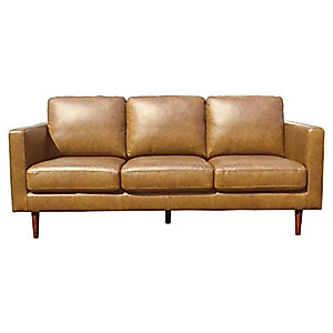 Amazon Brand – Rivet Revolve Modern Leather Sofa Couch, 80"W, Caramel