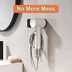 Hair Dryer Holder Wall Mounted for Laifen LF03 /Swift SE Hair Blow Dryer Wall Mount,Aluminum Alloy Bracket Magnetic Stand Holder with Power Plug Cable Organizer,Bathroom Dryer Storage Rack,Attachment
