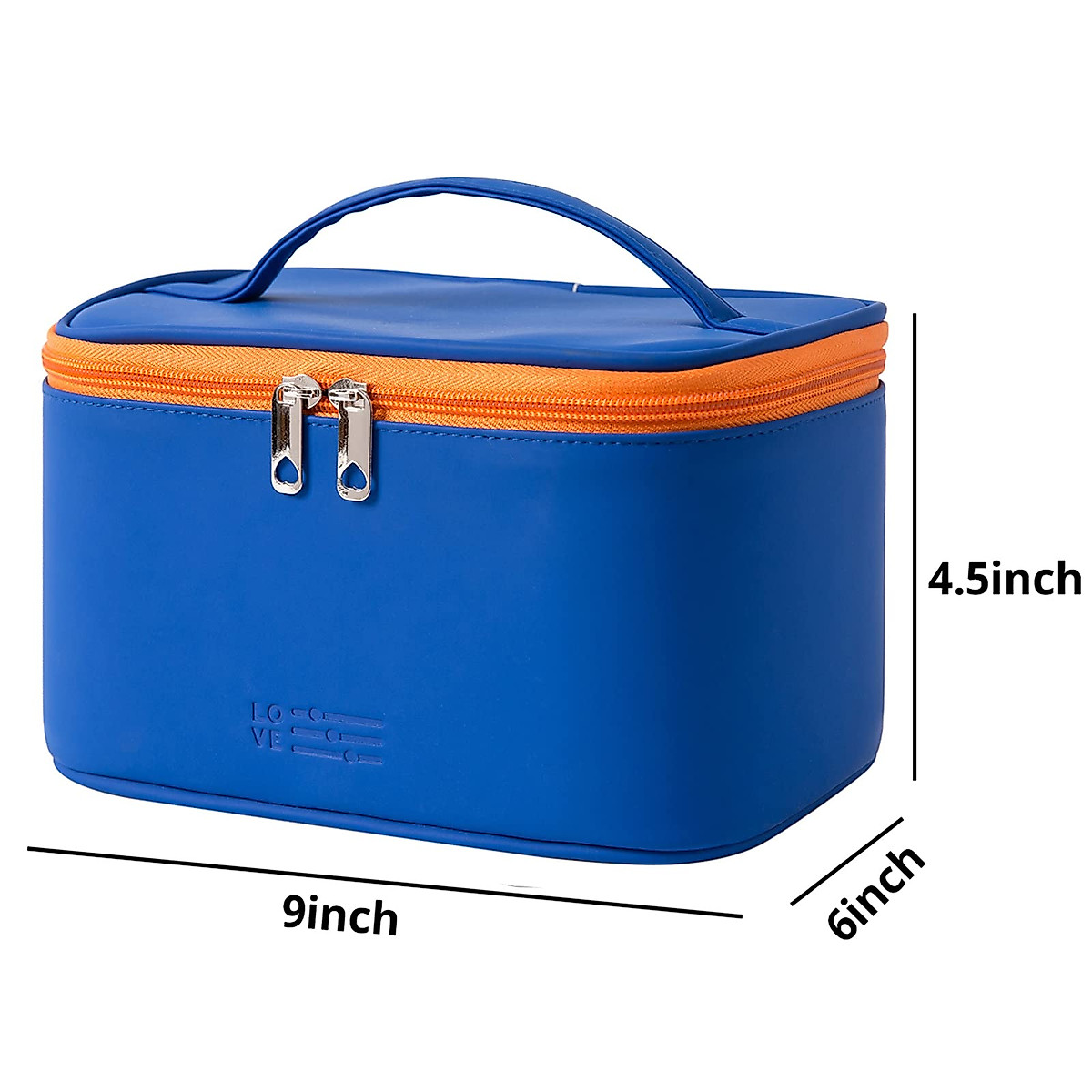 Makeup Bag Portable Travel Cosmetic Bag for Women, Beauty Zipper Makeup Organizer PU Leather Washable Waterproof (Blue)