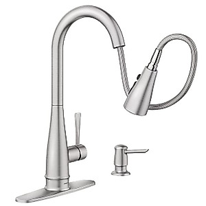 Moen Birchfield Single-Handle Pull-Down Sprayer Kitchen Faucet with Reflex and PowerBoost in Spot Resist Stainless