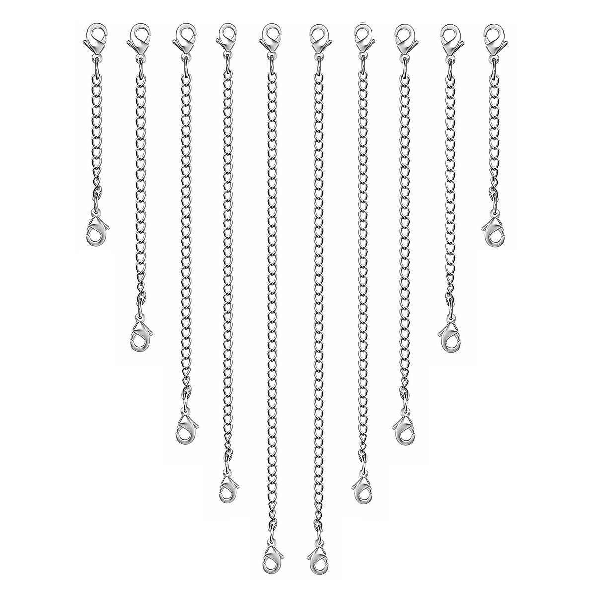 OHINGLT Necklace Extender 10Pcs Chain Extenders for Necklaces Bracelet,Gold and Silver Plated Extender Chain Necklace Chains for Jewelry Making