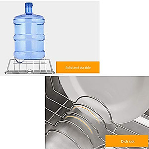 Jkhome Expandable Dish Drying Rack Adjustable Over Sink Dish Drainer Drain Stainless Steel Kitchen Fruit Vegetable Wash Storage Holder (Stainless Steel, Curved Bottom Type 17.32"x9.84"x4.33")