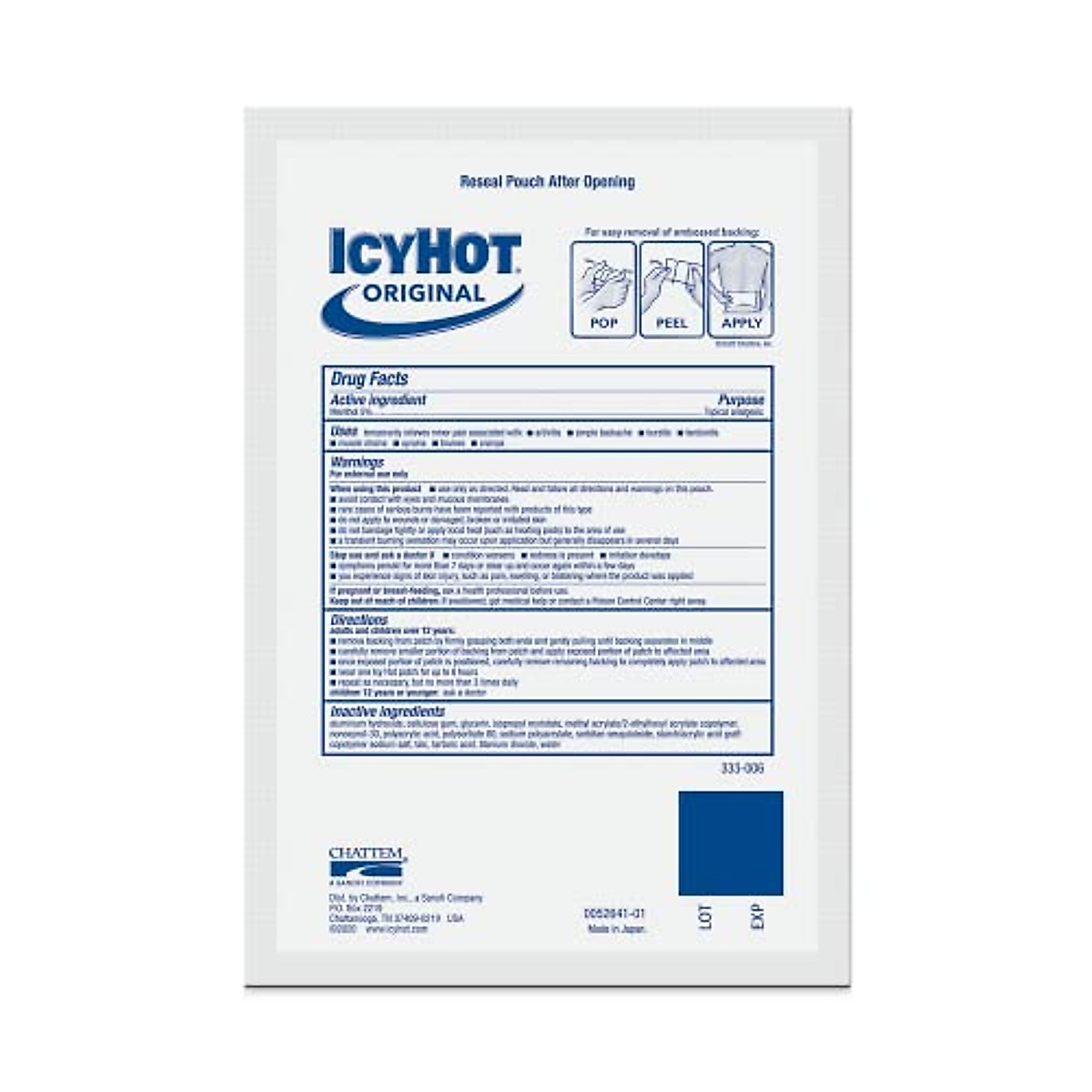 Icy Hot Original XL Pain Relief Patch (3 Count) for Back and Large Areas