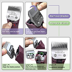 3 Packs Professional Detachable Replacement Ceramic Blades Set,Cut Length 5/32-Inch to 3/8-Inch,compatible with Andis/oster Classic 76/Star-Teq/Power-Teq/A5 Clipper
