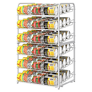 MOOACE Stackable Can Rack Organizer 2 Pack, Can Storage Dispenser for 72 Cans, Can Organizer for Pantry Kitchen Cabinet, White