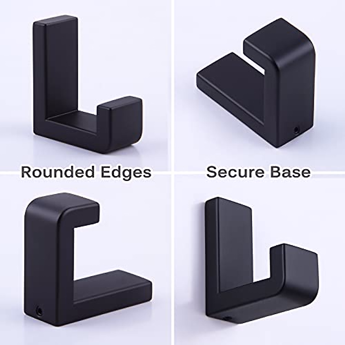 Angle Simple Robe Towel Hook Matte Black, Stainless Steel Clothing Towel Hanger, Wide Utility Hook, Hand Towel Holder for Bathroom Kitchen Office Cabinet, Modern and Farmhouse Style, Wall Mount