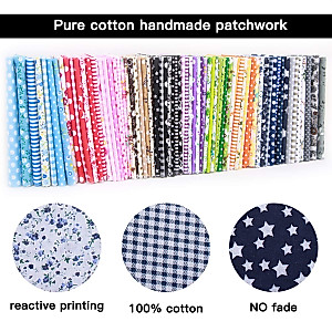 YOLUFER DIY Cotton Fabric Bundle 19.7 x 19.7 Inches, 7PCS Different Pattern, Squares Patchwork Material for Sewing Quilting Scrapbooking.