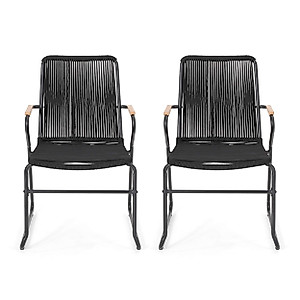 Christopher Knight Home Modern Rope Weave Club Chair (Set of 2), Black and Natural