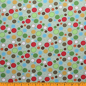 Mook Fabrics Flannel PRT Multi Circle, Mint
