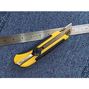 FeiLyKi 25MM Box Cutter Carpet knife Heavy Duty Utility Knife Ratchet Lock,9MM Aluminum alloy Exacto Knife Retractable,2Pack SK5 Snap Off blades-2061