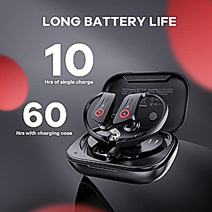 Wireless Earbuds Bluetooth 5.3 Headphones LED Digital Display 60H Playtime Ear Buds with Wireless Charging Case Wireless Headphones with Earhooks IPX7 Waterproof Sports Headphones for Workout Running