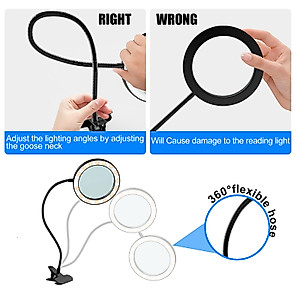 10X Magnifying Glass Lamp with Light, Magnifier Light with Clip, 3 Color Modes Stepless Dimmable & 10 Brightness Levels, Adjustable Swivel Arm Magnifier for Close Work, Reading, Crafts, Repairing