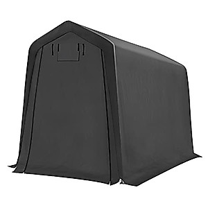 GARTOO 6' x 7' Storage Shelter - Outdoor Portable Shed with Roll-up Ventilated Windows, Heavy Duty Zipper Storage shed for Bike, ATV, Motorcycle Shelter, Gray