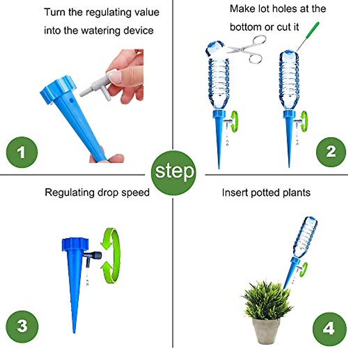 ARTEM Plant Waterer Self Watering Spikes System Automatic Vacation Drip Irrigation Watering Devices with Slow Release Control Valve Switch for Garden Plants Indoor & Outdoor (12 Packs)