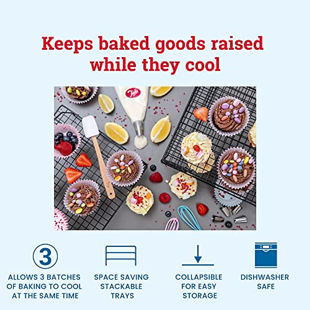 Tala 3 Tier Cake Cooling Rack Non Stick, Black