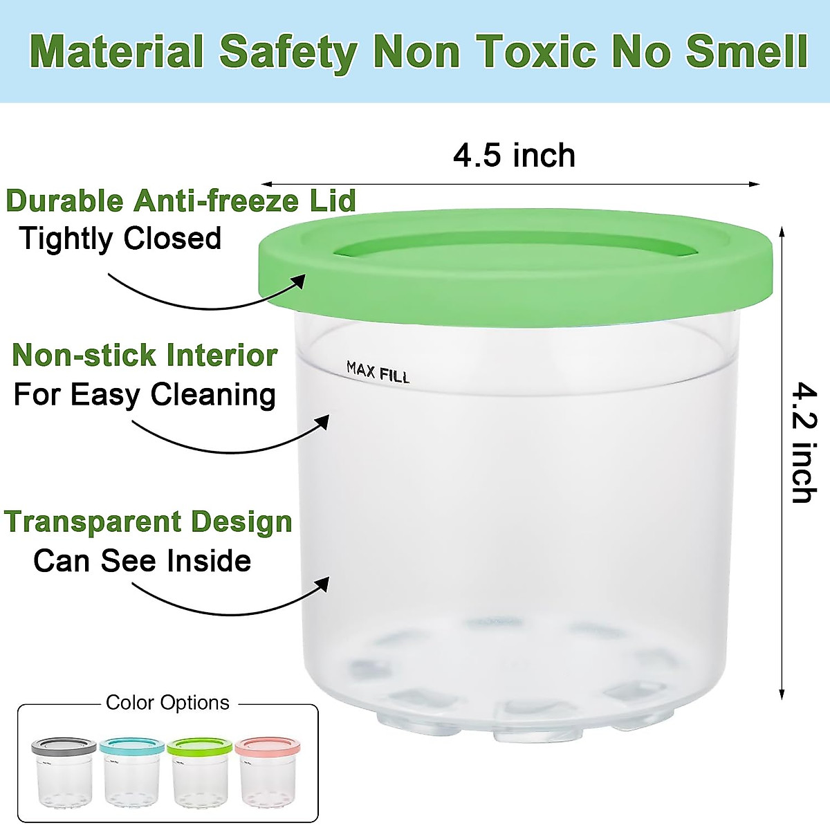 for Ninja Creami Pints and Lids - 4 Pack, Creami Extra Pint Containers Compatible with Nijana Creami NC301 NC300 NC299AMZ CN301CO Series Ice Cream Maker, for Ninja Creamy Pints containers Cups 16oz