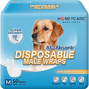 All-Absorb A25 Male Dog Wrap, 50 Count, Medium, White