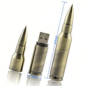 WooTeck 64GB Metal Shining Bullet USB Flash Drive Memory Stick with Keychain,Bronze