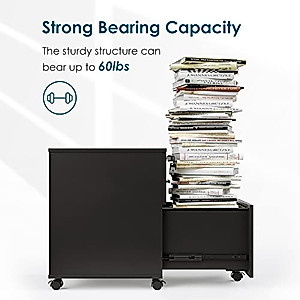 STARY 3 Drawer Wood Fully Assembled Except for Casters Black Rolling Lock Under Desk File Cabinet on Wheels