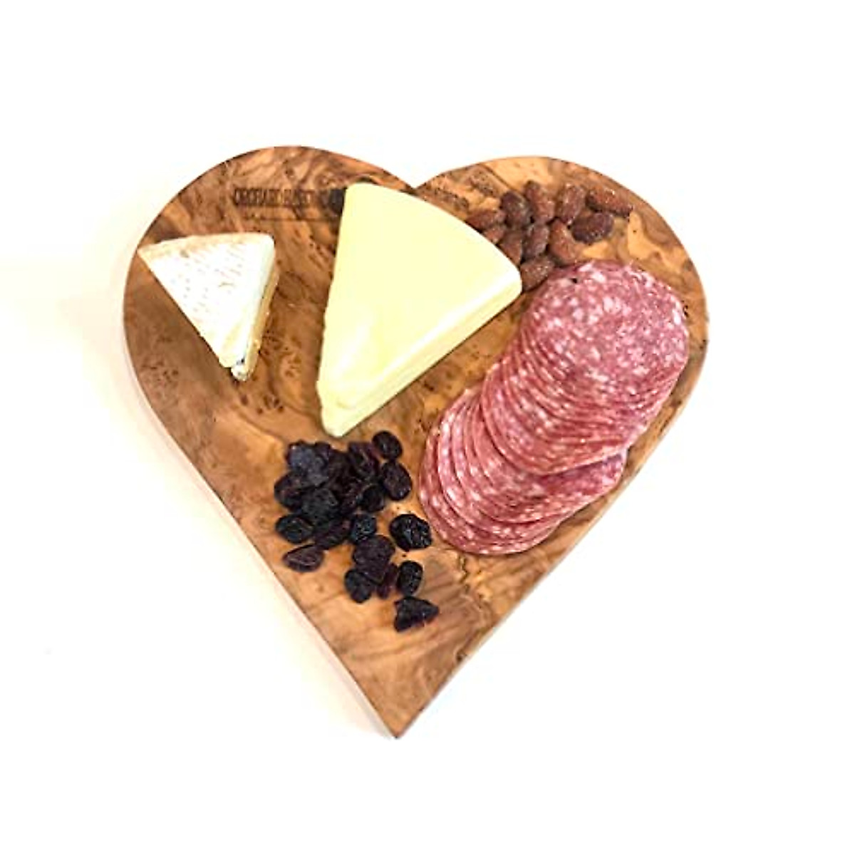 Orchard Hardwoods 12" Artisan Heart Shaped Olive Wood Cheese Board/Charcuterie Platter- For Cutting, Chopping, Serving-Thick Wooden Slab/Tray, Unique Kitchen/Valentines Day Gift (Large 12x12x0.8)