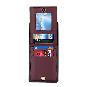 Jaorty for Samsung Galaxy S22 Ultra 5G Phone Case for Women with Card Holder,Galaxy S22 Ultra Case Wallet Crossbody Lanyard with Strap,Credit Card Slots Kickstand Case with Ring Holder,6.8",Burgundy