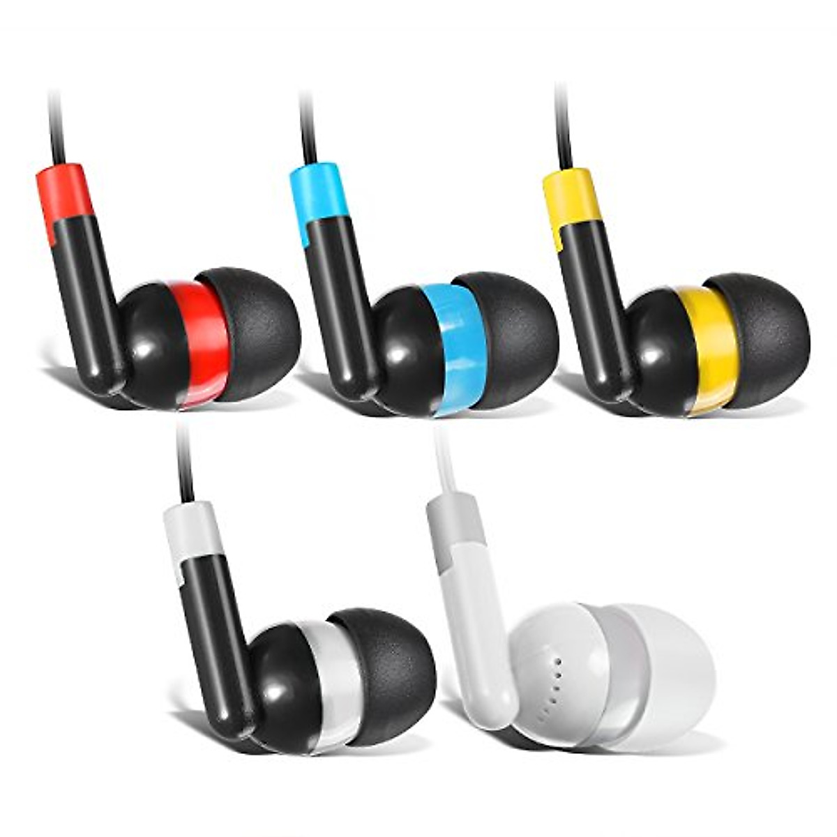 Keewonda Bulk Earbuds Headphones Wholesale Earphones 100 Pack Disposable Ear Buds Bulk Multi Colored Headphones for School Classroom Students