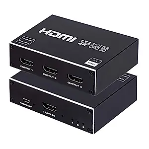 1x3 HDMI Splitter, 1 in 3 Out HDMI Splitter Audio Video Distributor Box Support 3D & 4K x 2K Compatible for HDTV, STB, DVD, PS3, Projector Etc