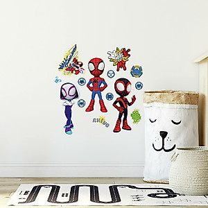 RoomMates RMK4925SCS Spidey and His Amazing Friends Peel and Stick Wall Decals, red, Yellow, Blue, Green, Orange, Purple