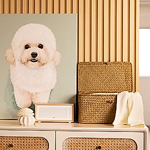 YANGQIHOME 4 Pack, Wicker Baskets with Lids, Nautral Seagrass Storage Baskets, Woven Rectangular Basket Bins, Rattan Storage Organizer for Shelf