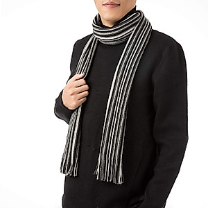 Glitzhome eUty Men's Scarf Cashmere Feel Soft Male Scarve Winter Warm Striped Long Thick Striped Neckerchief Ribbed Knit Tassel Muffler