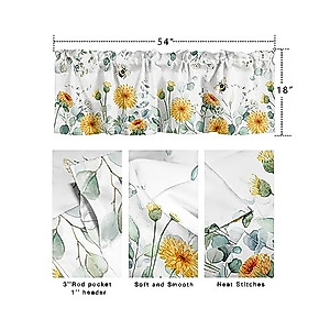 Butterfly Floral Window Kitchen Curtain Valance, Window Curtain Valance Rod Pocket, 1 Panel Short Valances Window Treatment for Living Room Bedroom Bathroom Cafe (42x18 Country Style Butterfly)
