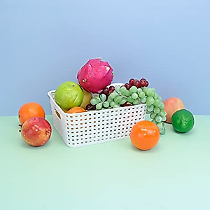 Utiao White Plastic Storage Baskets Pantry Organizer Bin, 6 Packs