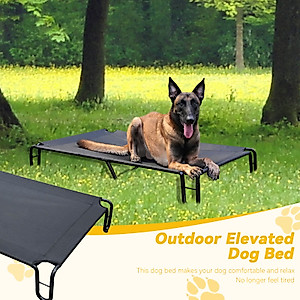 grageoo Outdoor Elevated Dog Bed,Cooling Raised Dog Cot Bed for Large Dogs,Pet Bed Waterproof with Stable Frame,Breathable Recyclable Mesh,Up to 85 lbs,Black