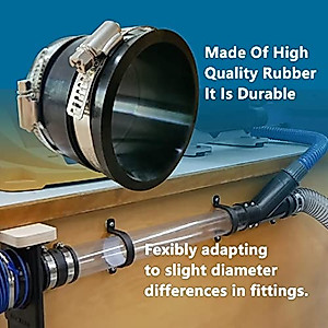 Hqsgdmn 2-1/2 Inch Dust Control Flex Cuff 70148 Hose Connector Ports with 2 Clamps, Fits for 2-1/2 Inch Dust Collection Hose, Black