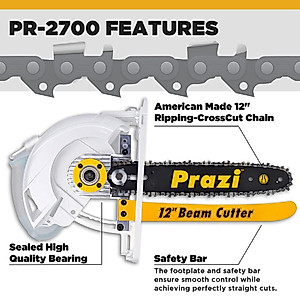 Prazi 12" Beam Cutter Attachment for Circular Saws – For 7-1/4" Circular Saws, Non-Worm Drive – American Owned Company – Increase Cut Depth from 2-1/2” to 12”