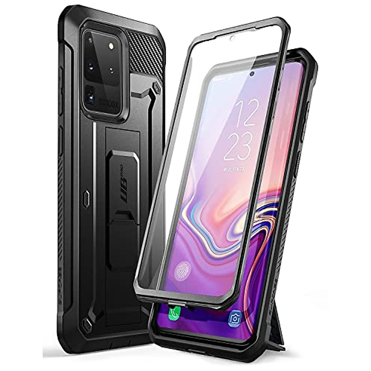 SUPCASE UB Pro Series Designed for Samsung Galaxy S20 Ultra 5G Case, Built-in Screen Protector with Full-Body Rugged Holster & Kickstand for Galaxy S20 Ultra (2020 Release) (Black)