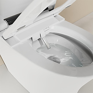 WELLFOR Smart Toilet Bidet Elongated, 4 Level of Water Temperatures, 0.15-0.75Mpa Water Pressures, with Remote, Auto Flush, 4 Level of Drying Temperature Heated Seat, Water-air Mixed Spray, White