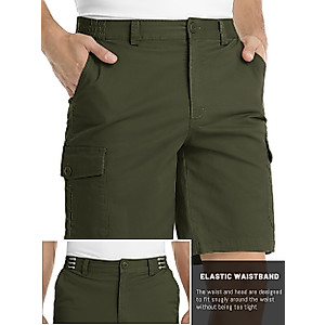 TACVASEN Mens Cargo Shorts Golf Cotton Shorts Elastic Waist Shorts Multi Pocket Shorts Hiking Shorts Fishing Shorts
