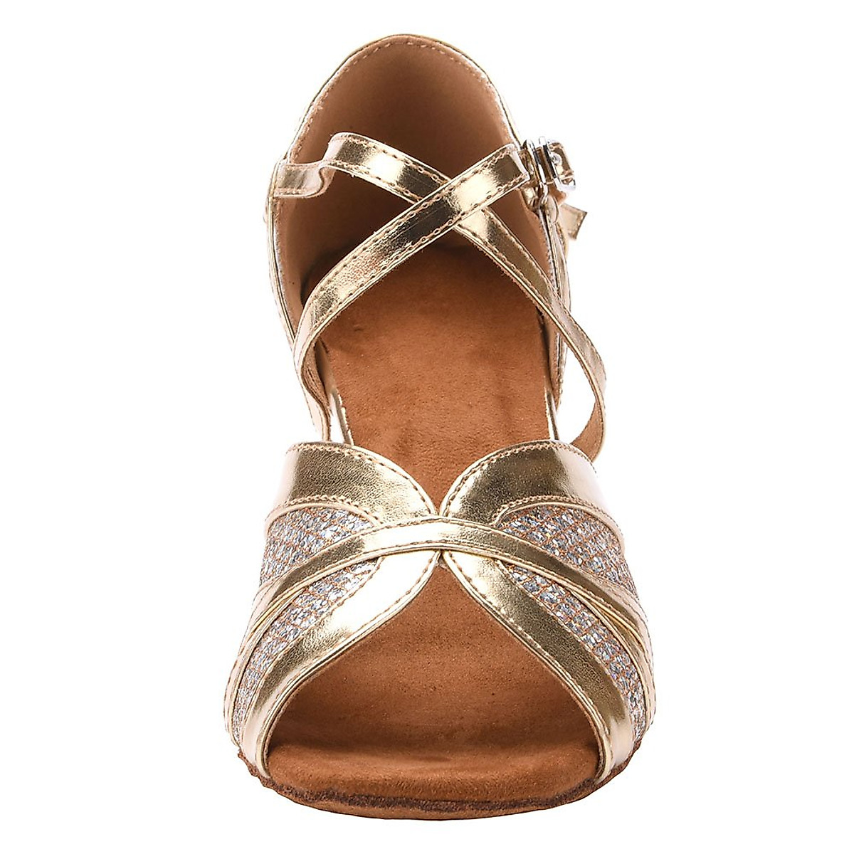 Akanu Women's Latin Dance Shoes Female's Ballroom Salsa Dance Shoes with 2.3" Hell(D-Style Size 9) Gold