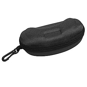 Yamrots 2 Pcs Zipper Hard Sunglasses Cases Portable Travel Eyeglasses Cases with Plastic Hook (Black)