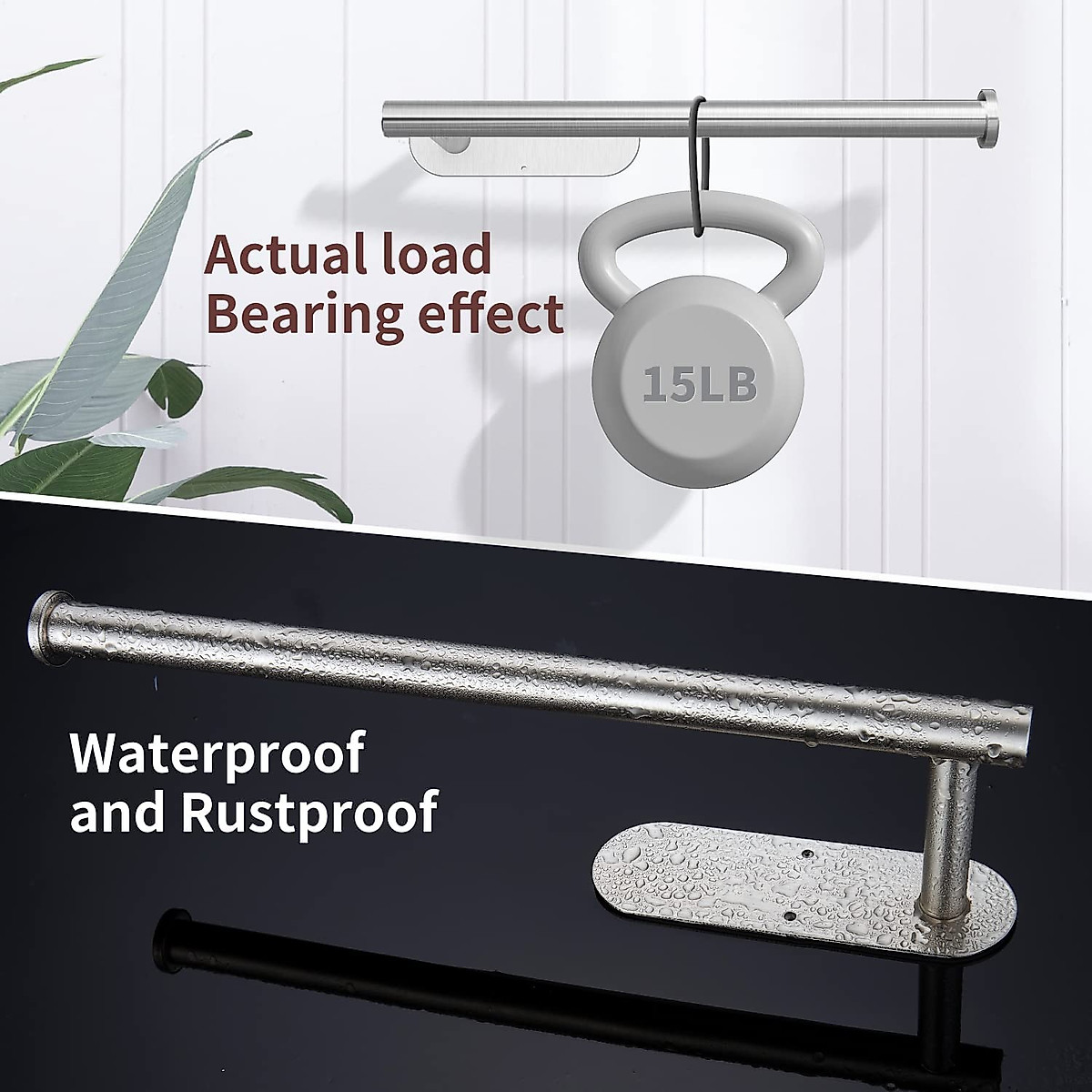 Paper Towel Holder, Drilling Under Cabinet Kitchen, 13.2 inch Stainless Steel Paper Towel Roll Rack, Towel Roll Hanger for Bathroom (Silver)